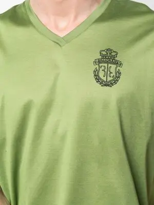 BILLIONAIRE Crest-embroidered V-neck T-shirt
