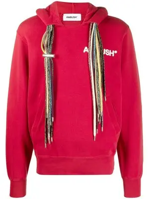 AMBUSH Drawstring Logo-print Hoodie - Red