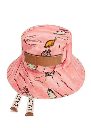 Loewe Paulas Ibiza Bucket Hat with Floral Print and Chin Tie - Pink & Black Loewe X Paula main image 3