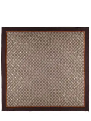 Gucci Gg & Horsebit Print Silk Scarf Beige,ebony