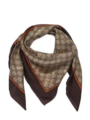 Gucci Gg & Horsebit Print Silk Scarf