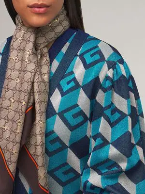 Gucci Gg & Horsebit Print Silk Scarf