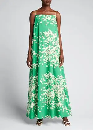 Bernadette Audrey Daisyfield-Print Maxi Dress - Daisyfield Green