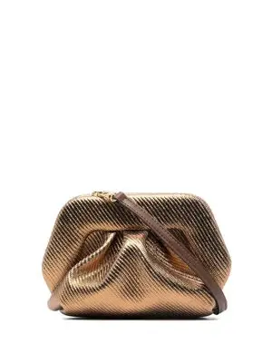 THEMOIRE Woven-effect Metallic Clutch Bag