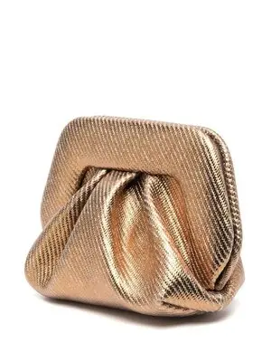 THEMOIRE Woven-effect Metallic Clutch Bag