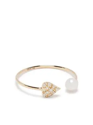 Mizuki 14kt Yellow Diamond And Pearl Ring - Gold