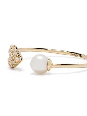 Mizuki 14kt Yellow Diamond And Pearl Ring