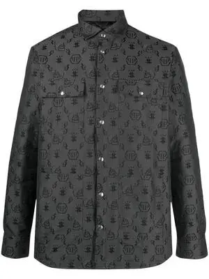 Philipp Plein Monogram Embroidery Long-sleeved Shirt