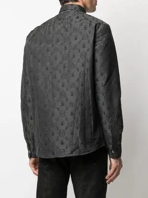 Philipp Plein Monogram Embroidery Long-sleeved Shirt