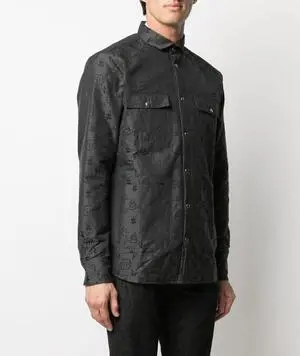 Philipp Plein Monogram Embroidery Long-sleeved Shirt