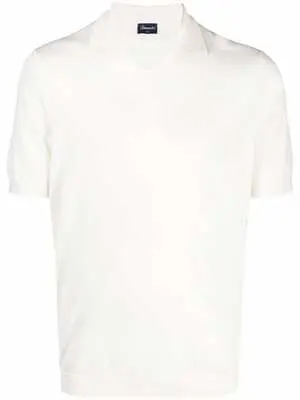 DRUMOHR Pointed-collar Cotton T-shirt - Neutrals