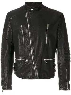Neil Barrett Zipped Buffalo Leather Jacket