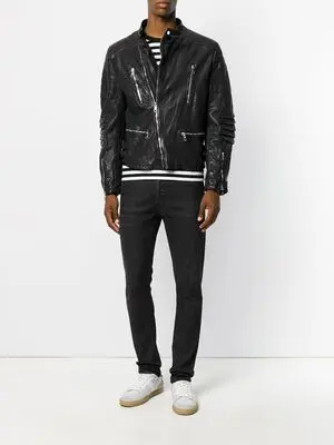 Neil Barrett Zipped Buffalo Leather Jacket