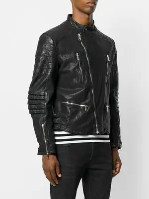 Neil Barrett Zipped Buffalo Leather Jacket
