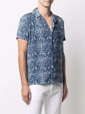 DANIELE ALESSANDRINI Leaf-print Short-sleeved Shirt