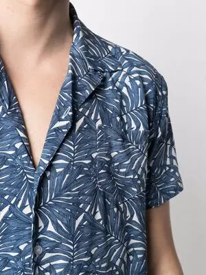 DANIELE ALESSANDRINI Leaf-print Short-sleeved Shirt