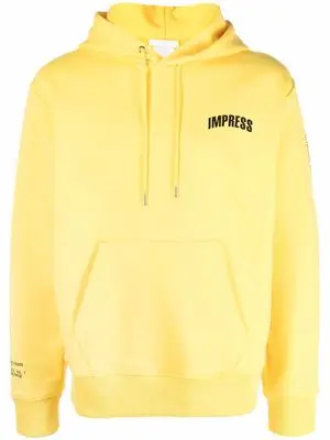 Helmut Lang Slogan-print Cotton Hoodie - Yellow