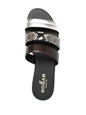 Hogan Valencia Contrast Leather-strap Sandals