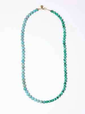 Fry Powers Fry Powers - Turquoise & Malachite 14kt Gold-plated Necklace - Womens - Blue Multi - Blue Multi