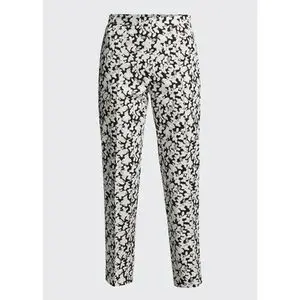Akris Franca Magnolia-print Cotton Ankle Pants