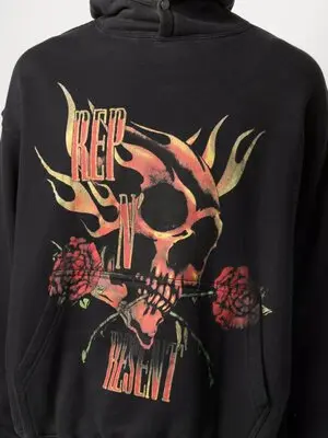 REPRESENT Skull Print Cotton Hoodie