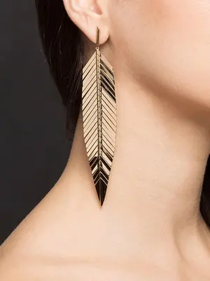 CADAR 18kt Yellow Feather Drop Earrings - Gold