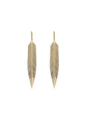 CADAR 18kt Rose Feather Drop Earrings - Gold