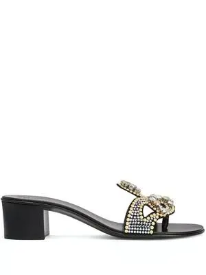 GIUSEPPE ZANOTTI Crystal Embellished Mules - Black