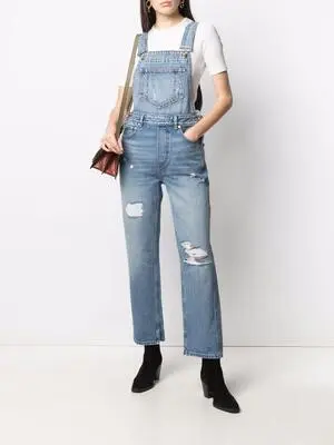 GANNI Distressed Denim Dungarees