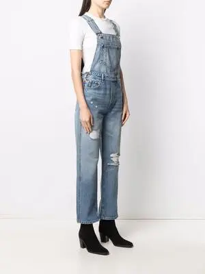 GANNI Distressed Denim Dungarees