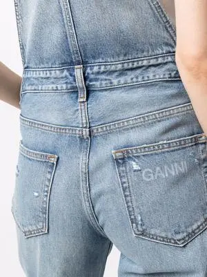 GANNI Distressed Denim Dungarees