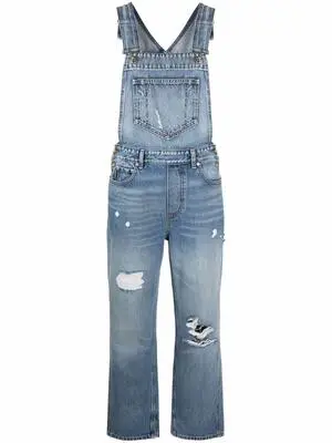 GANNI Distressed Denim Dungarees
