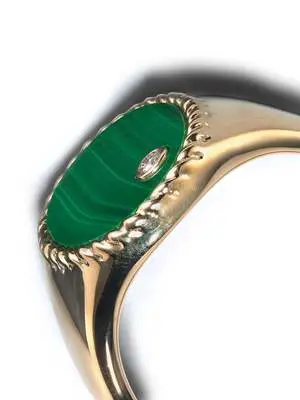 Yvonne Léon 9kt Yellow Malachite Signet Ring
