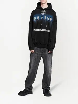 Balenciaga Rammstein Drop-Shoulder Hoodie - Black | Editorialist