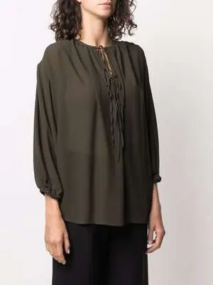 BLANCA VITA Begonia Lace-up Blouse