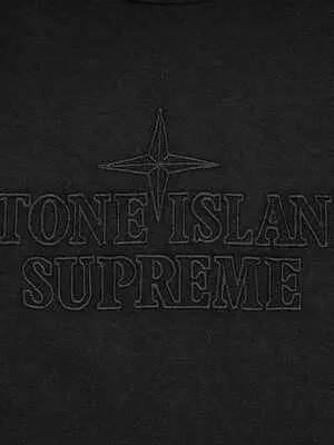 Supreme X Stone Island Embroidered-logo T-shirt - Black