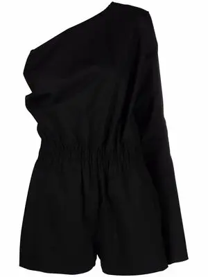 Rick Owens Asymmetric One-shoulder Playsuit - Black