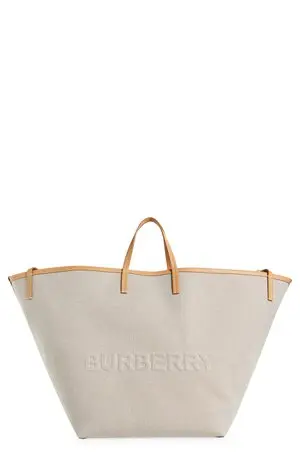 Burberry X-large Beach Logo Canvas Tote Brown
