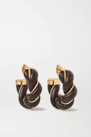 Bottega Veneta Gold-tone And Leather Hoop Earrings