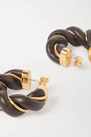 Bottega Veneta Gold-tone And Leather Hoop Earrings