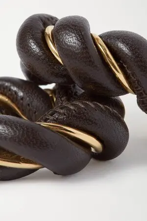Bottega Veneta Gold-tone And Leather Hoop Earrings