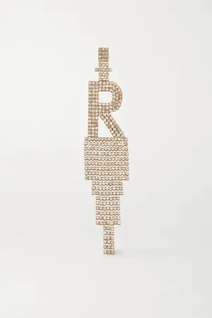 Retrofete Alphabet Rhodium-plated Crystal Single Earring - Gold