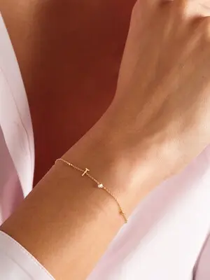 STONE AND STRAND Initial 14-karat Pearl Bracelet