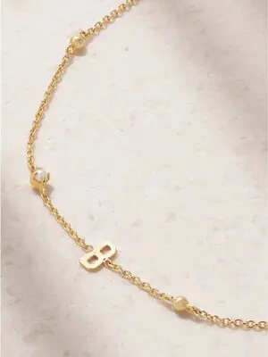 STONE AND STRAND Initial 14-karat Pearl Bracelet