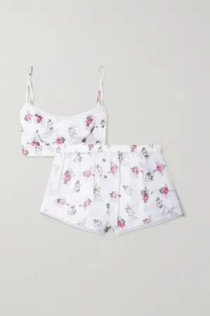 Morgan Lane Loveshackfancy Noelle Martine Lace-trimmed Satin Pajama Set