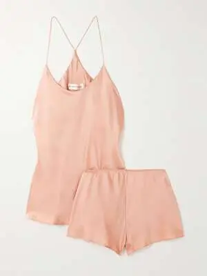 Olivia Von Halle Bella Silk-satin Pajama Set Blush