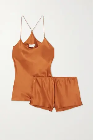 Olivia Von Halle Bella Silk-satin Pajama Set Brown