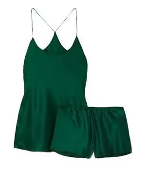 Olivia Von Halle OLIVIA VON HALLE Bella Silk-Satin Pajama Set Green