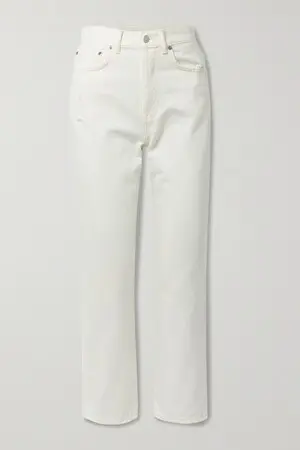 Acne Studios Net Sustain Cropped Distressed High-rise Straight-leg Organic Jeans