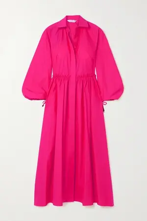 Max Mara Bairo Gathered Cotton-poplin Shirt Dress